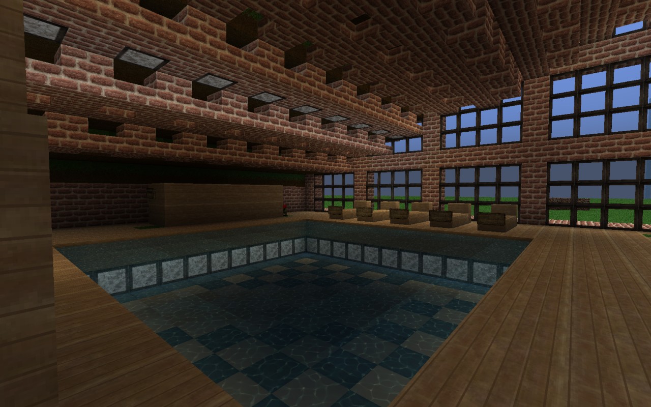 Green Modern Art Gallery and public pool Minecraft Map